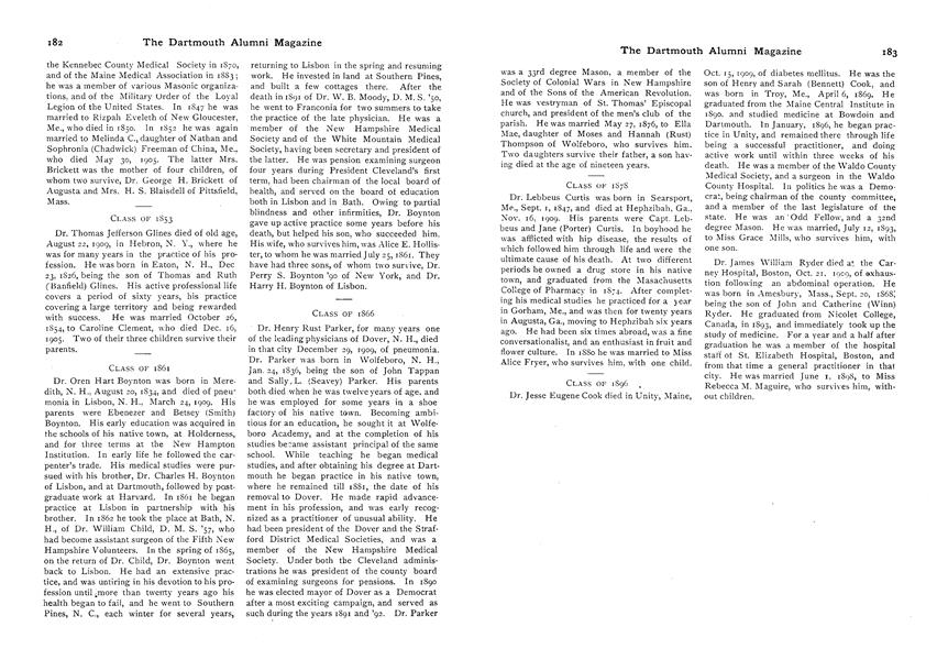 CLASS OF 1878 | Dartmouth Alumni Magazine | February, 1910
