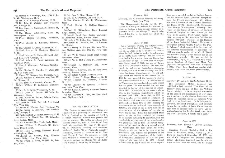 CLASS OF 1858 | Dartmouth Alumni Magazine | May, 1911