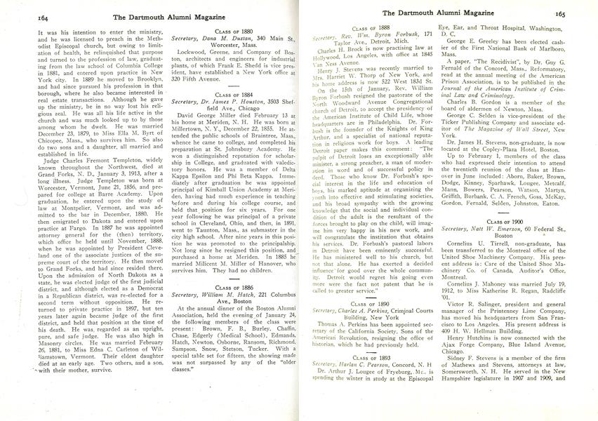 CLASS OF 1888 | Dartmouth Alumni Magazine