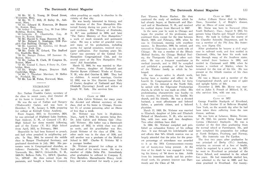 CLASS OF 1872 | Dartmouth Alumni Magazine | January 1916