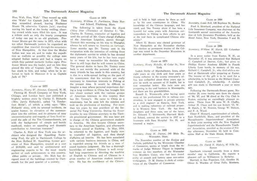CLASS OF 1875 | Dartmouth Alumni Magazine | January 1921