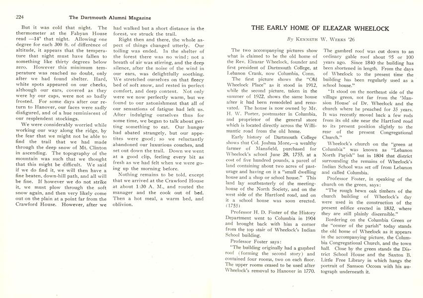 THE EARLY HOME OF ELEAZAR WHEELOCK THE EARLY HOME OF ELEAZAR WHEELOCK ...