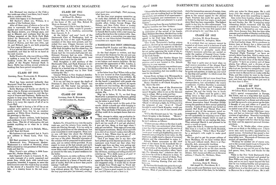 CLASS OF 1916 | Dartmouth Alumni Magazine | APRIL 1929