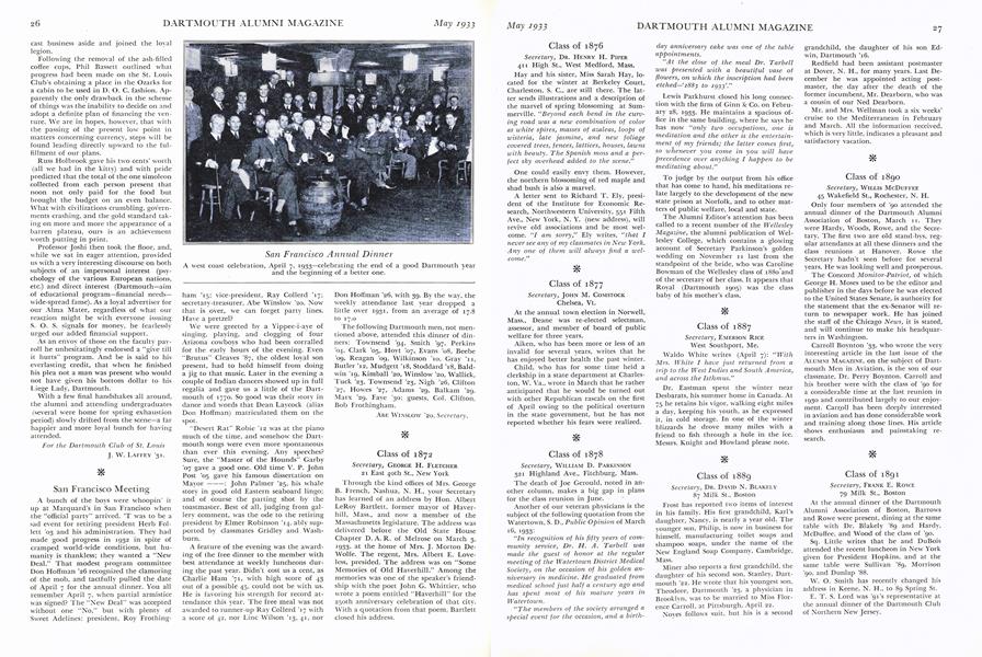 Class of 1887 | Dartmouth Alumni Magazine | May 1933