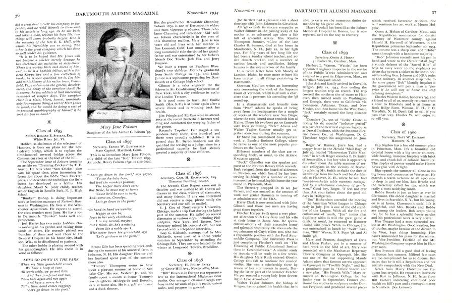 Class of 1899 | Dartmouth Alumni Magazine | November 1934