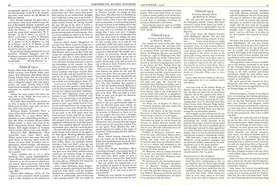 Class of 1914 | Dartmouth Alumni Magazine | December 1936