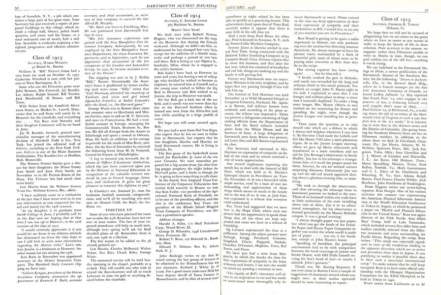 Class of 1914 | Dartmouth Alumni Magazine | January 1938