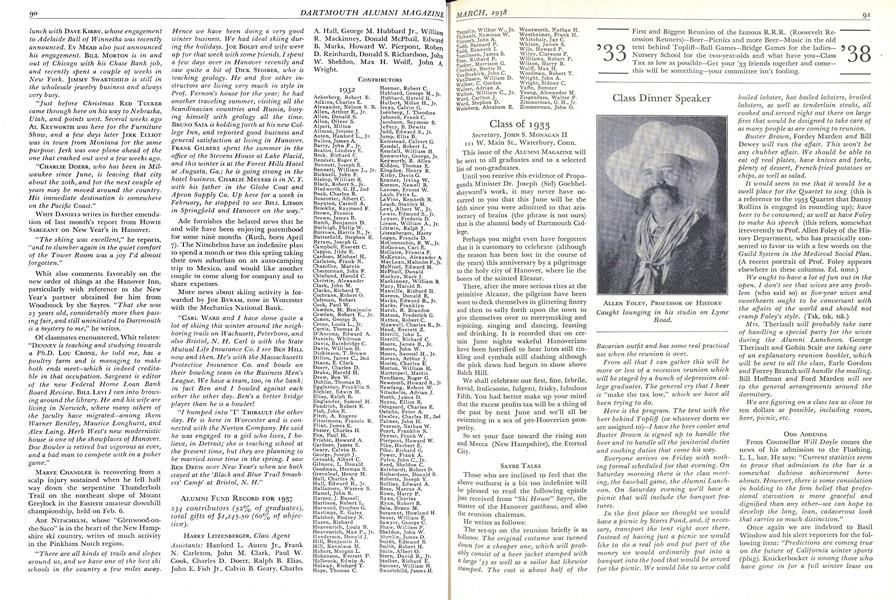 Class of 1933 | Dartmouth Alumni Magazine | March 1938