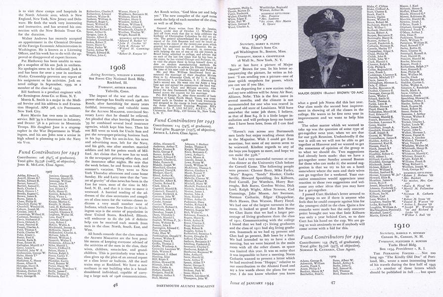 1909 | Dartmouth Alumni Magazine | January 1944