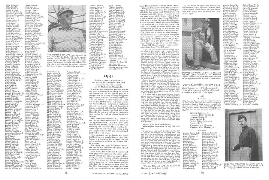 1930 | Dartmouth Alumni Magazine | January 1945