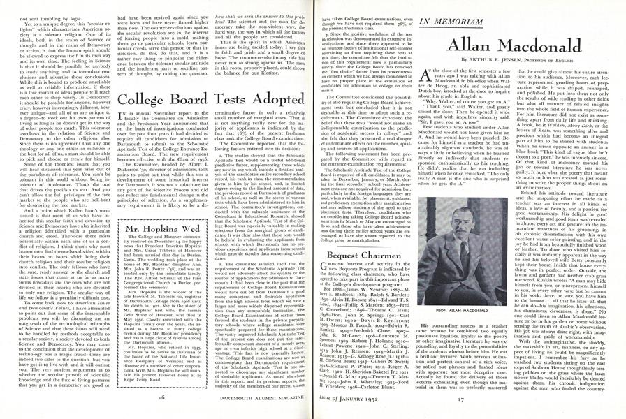 Allan Macdonald | Dartmouth Alumni Magazine | January 1952