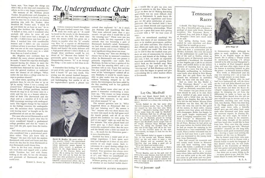 Lay On, MacDuff! | Dartmouth Alumni Magazine | January 1958