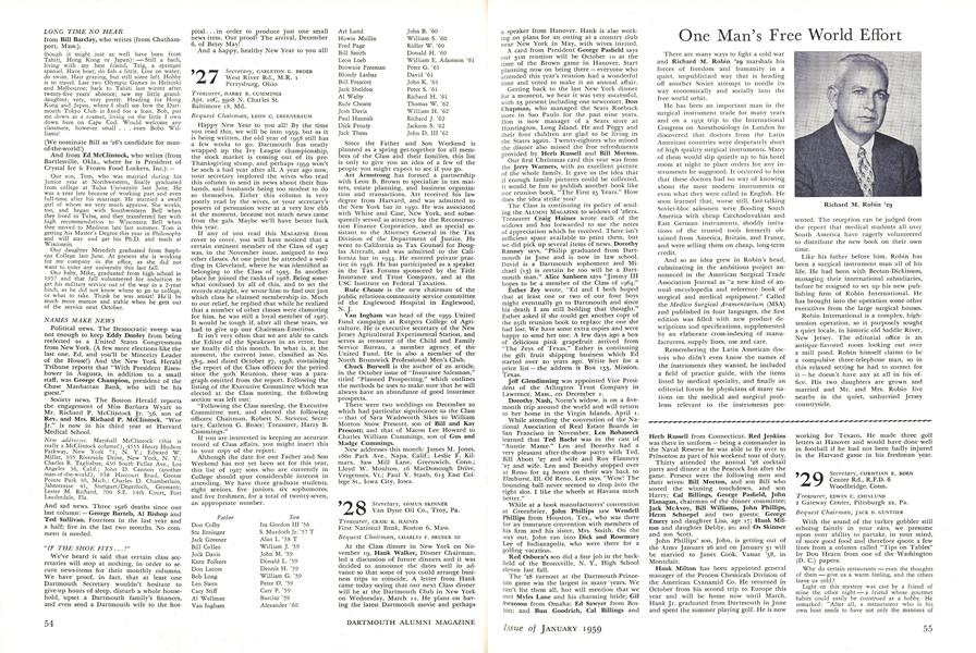 One Man's Free World Effort | Dartmouth Alumni Magazine | JANUARY 1959