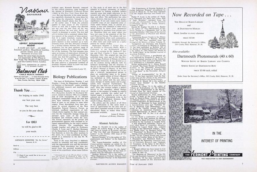 Alumni Articles | Dartmouth Alumni Magazine | JANUARY 1963