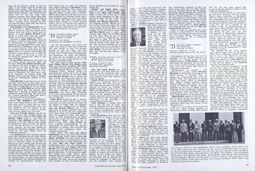 1919 | Dartmouth Alumni Magazine | NOVEMBER 1971