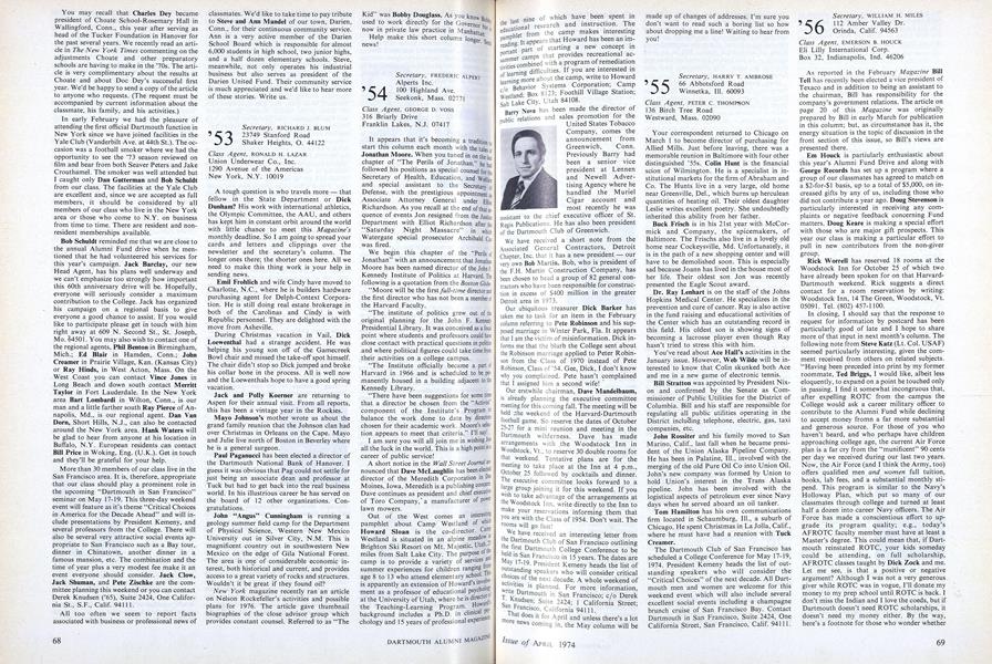 1954 | Dartmouth Alumni Magazine | April 1974