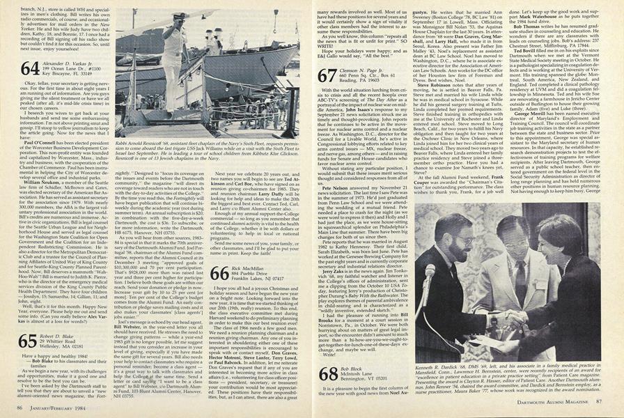 1968 | Dartmouth Alumni Magazine | JANUARY/FEBRUARY 1984