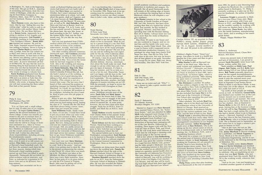 1980 | Dartmouth Alumni Magazine | DECEMBER • 1985