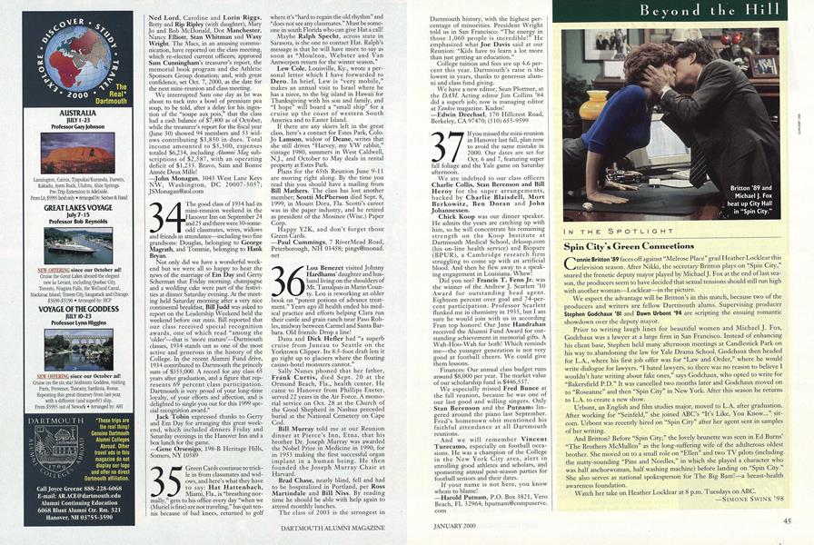 Spin City's Green Connections | Dartmouth Alumni Magazine | JANUARY 2000