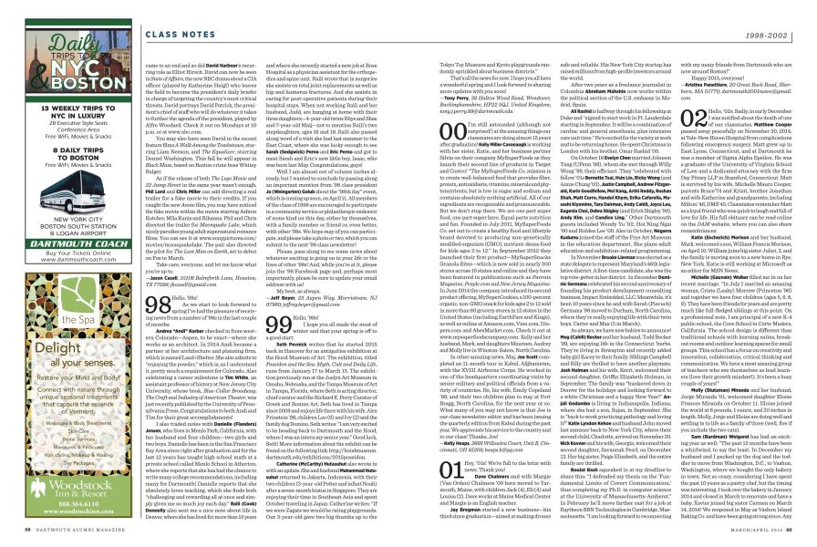 2000 | Dartmouth Alumni Magazine | MARCH | APRIL