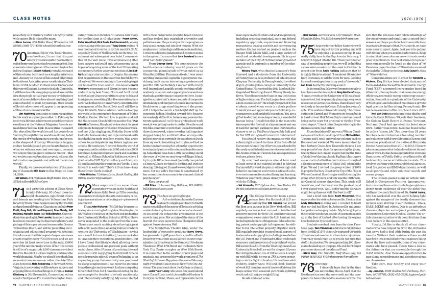 75 | Dartmouth Alumni Magazine | MAY | JUNE