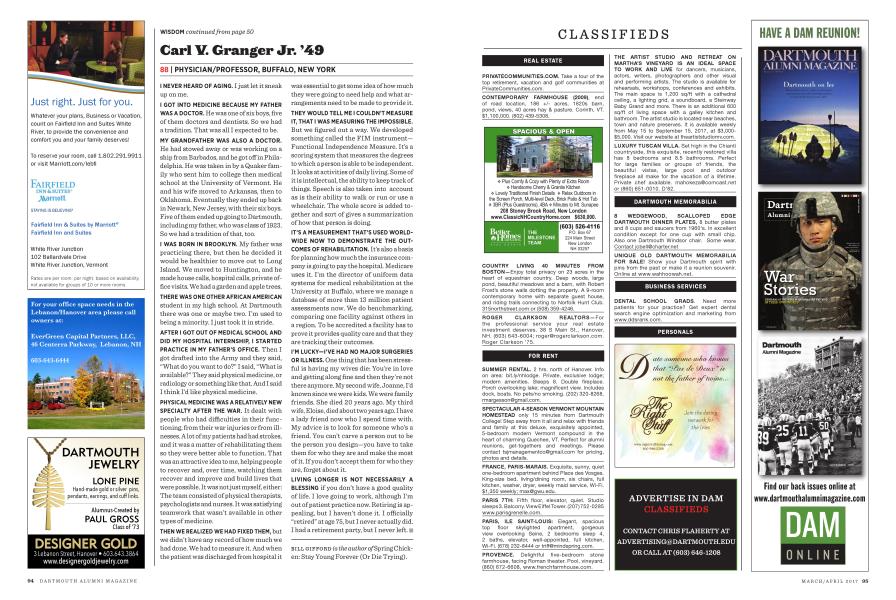 CLASSIFIEDS | Dartmouth Alumni Magazine | MARCH | APRIL 2017
