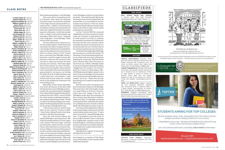 CLASSIFIEDS | Dartmouth Alumni Magazine | JULY | AUGUST 2020