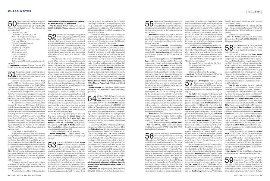 1954 | Dartmouth Alumni Magazine | SEPTEMBER | OCTOBER 2020
