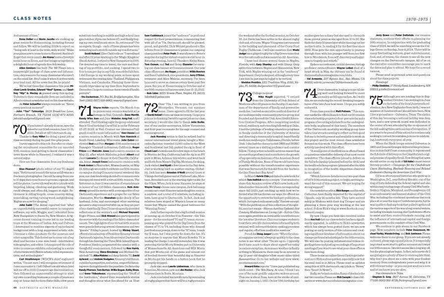 1972 | Dartmouth Alumni Magazine | SEPTEMBER | OCTOBER 2021
