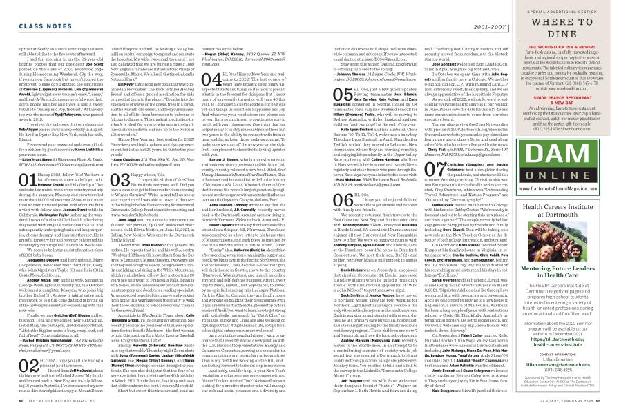 2007 | Dartmouth Alumni Magazine | JANUARY | FEBRUARY 2022