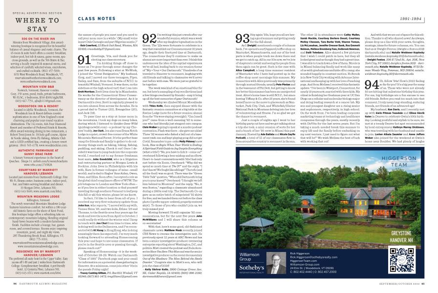 1991 | Dartmouth Alumni Magazine | SEPTEMBER | OCTOBER 2022