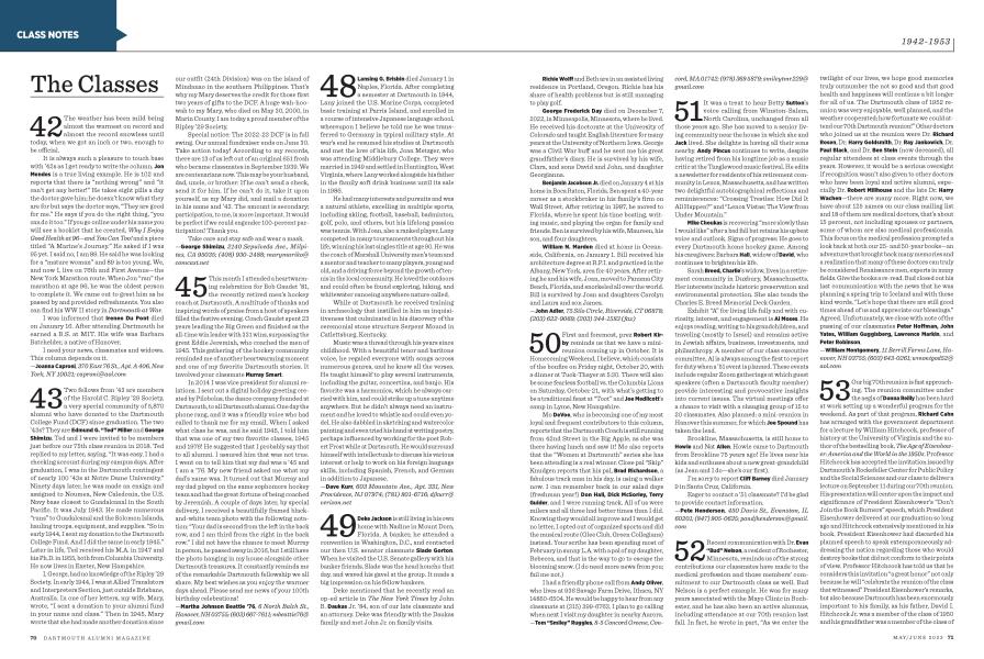 1943 | Dartmouth Alumni Magazine | MAY | JUNE 2023