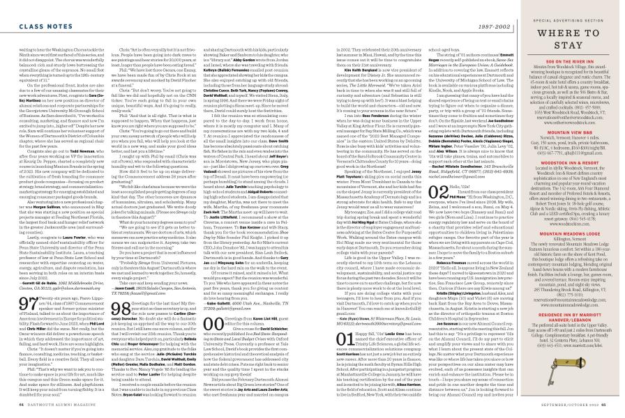 2000 | Dartmouth Alumni Magazine | SEPTEMBER | OCTOBER 2023